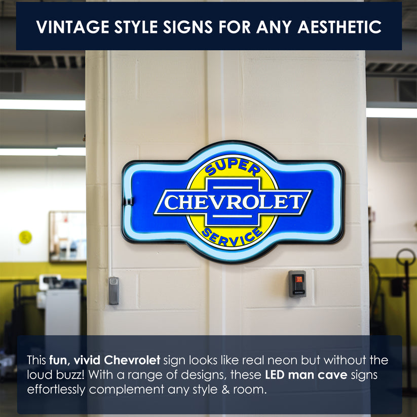 Officially Licensed Chevrolet LED Neon Light Sign Wall Decor (9.5” x 1 ...